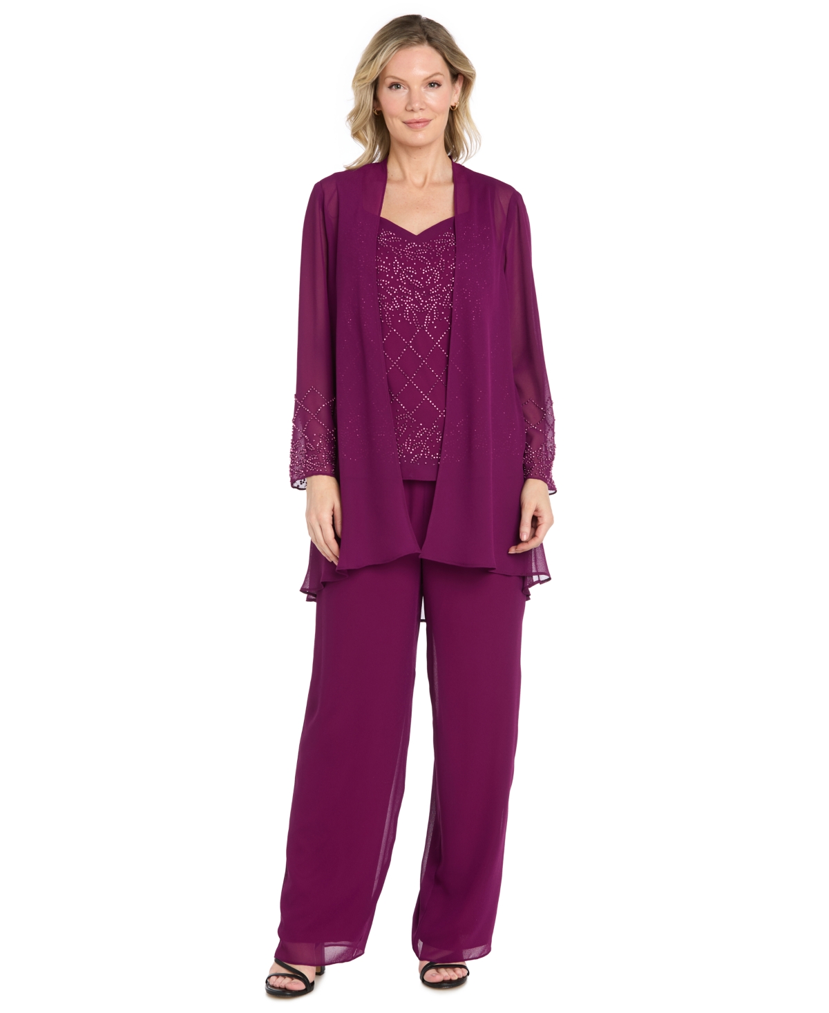Click here for R & M Richards Womens Beaded Georgette Pull-On Tan... prices