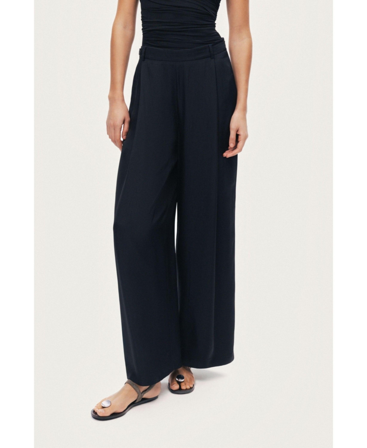 Click here for Nocturne Womens Tailored Wide-Leg Trousers - Black prices