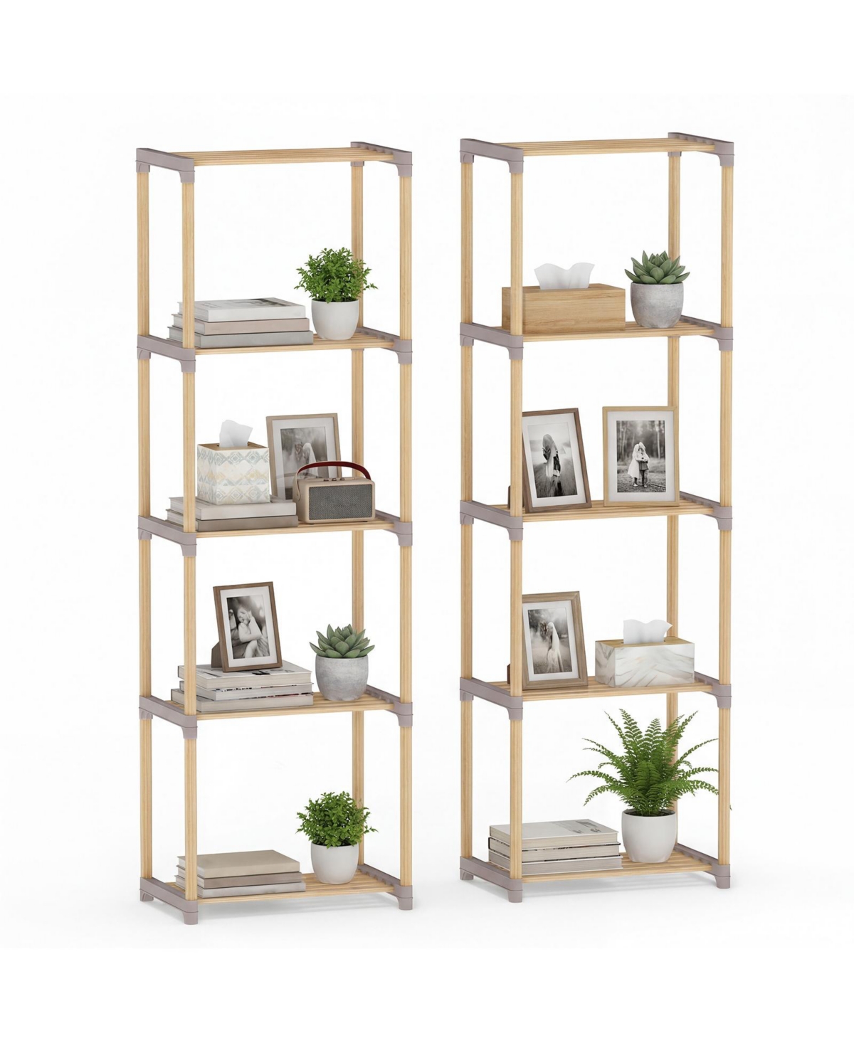 Click here for Gymax 2 Piece 5-Tier Bookshelf with Open Shelves F... prices