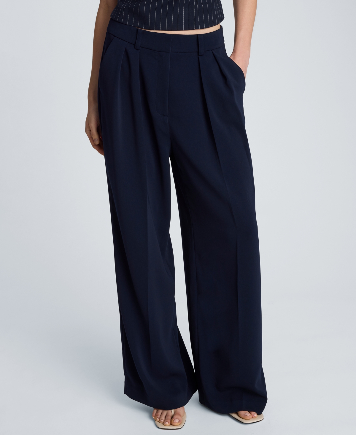 Click here for Kenneth Cole Womens High-Rise Wide Leg Pleated Pan... prices