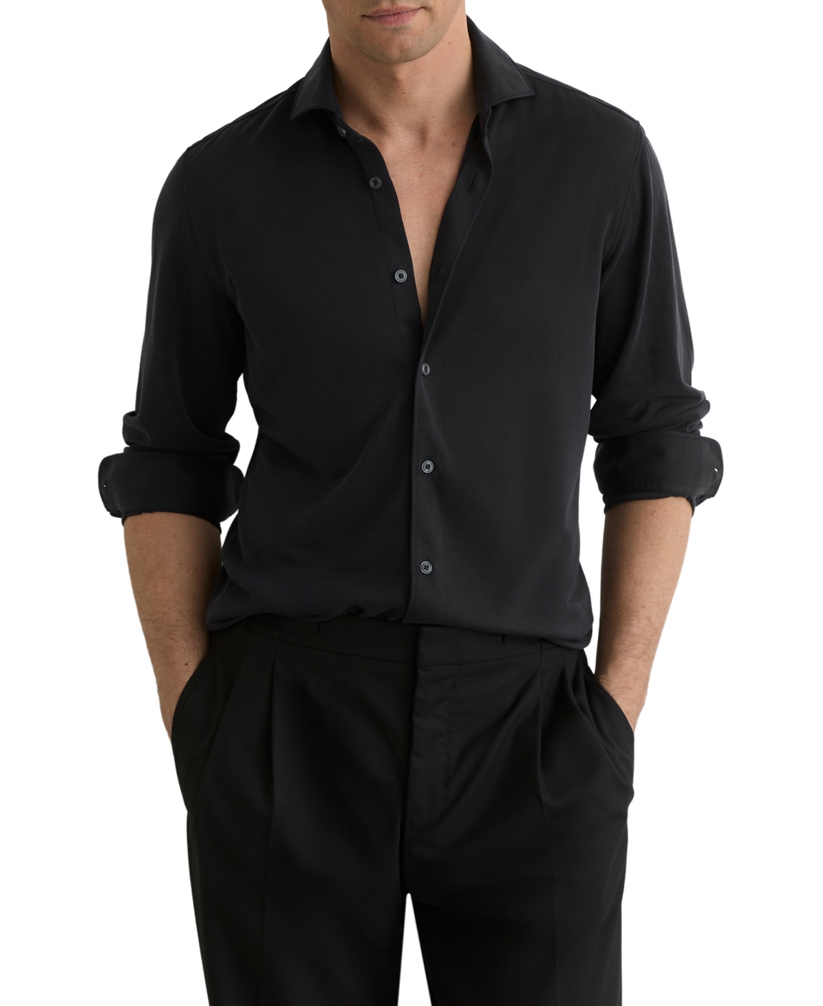 Click here for Reiss Mens Davaro Regular-Fit Stretch-Modal Cutawa... prices