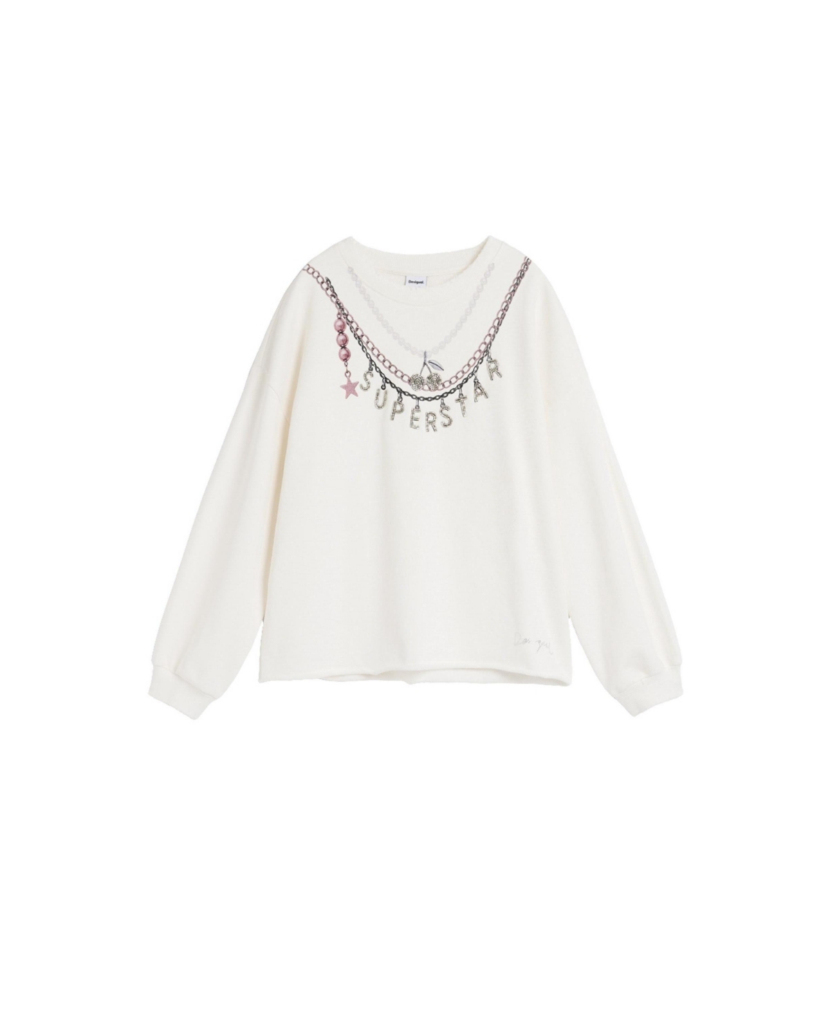 Click here for Desigual Girlss Printed chain sweatshirt - White prices