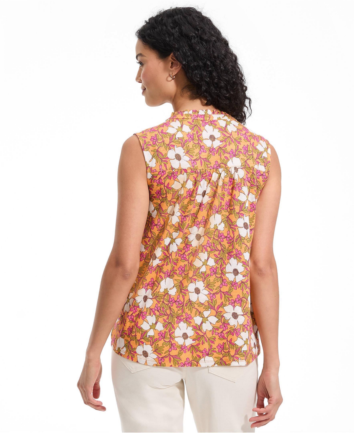 Click here for Lands End Womens Linen Blend Ruffle Trim Tank Top... prices