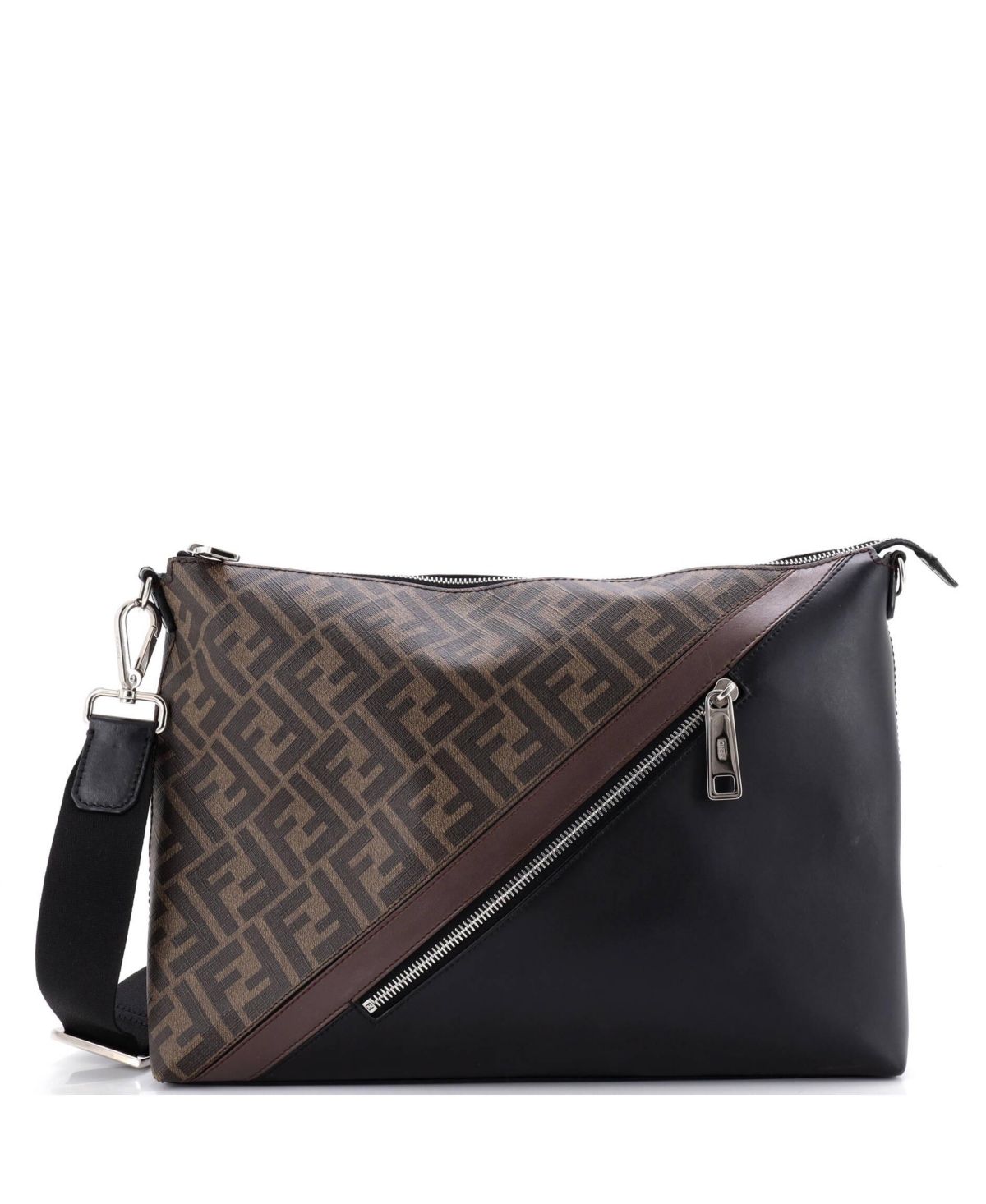 Click here for Pre-Owned Fendi Large Front Zip Messenger Zucca Co... prices
