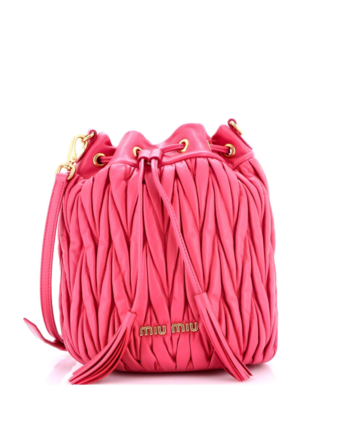 Click here for Pre-Owned Miu Miu Mini Drawstring Bucket Bag Matel... prices