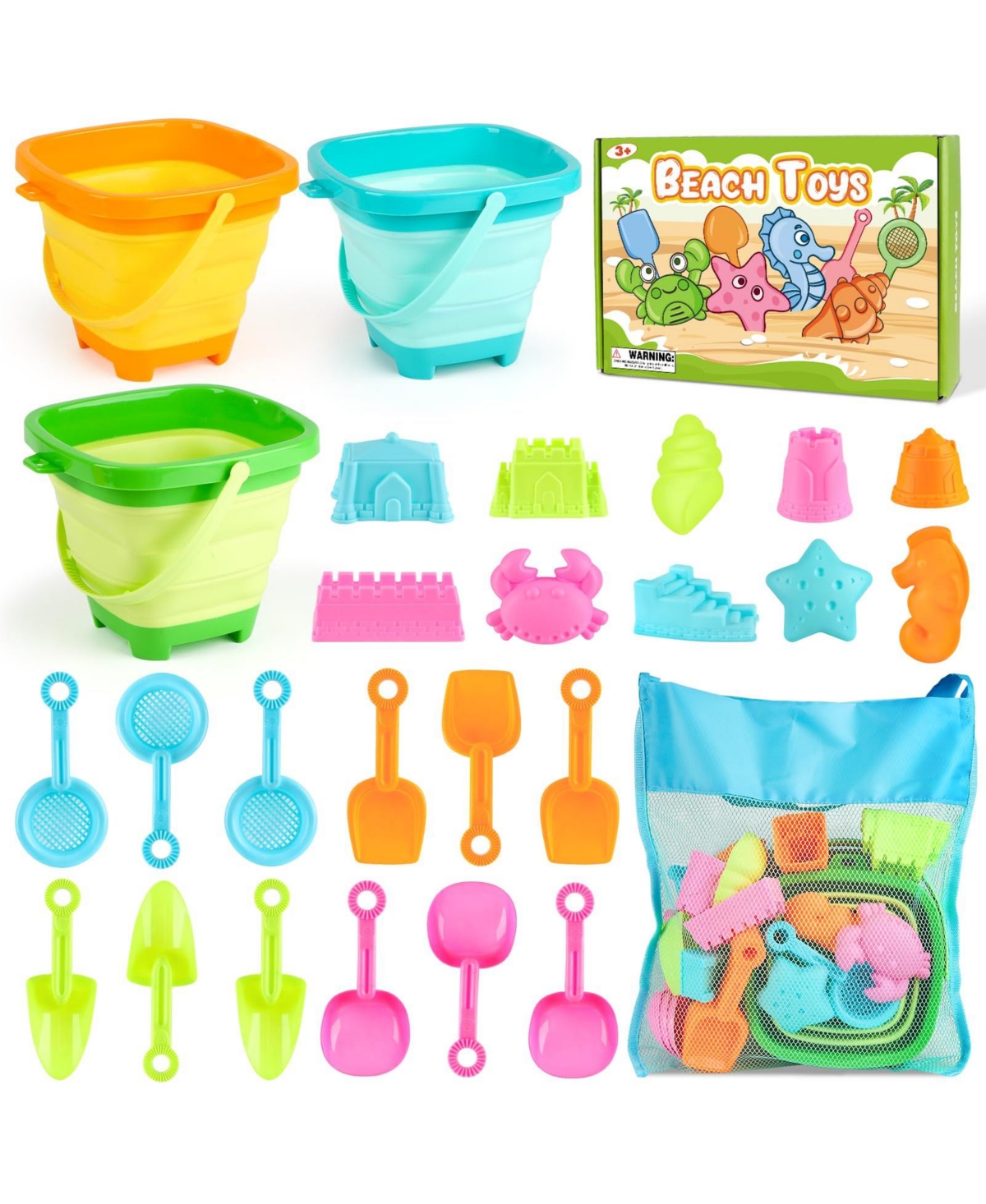 Click here for Gnuadz 28-piece Beach Toys Collapsible Sand Bucket... prices