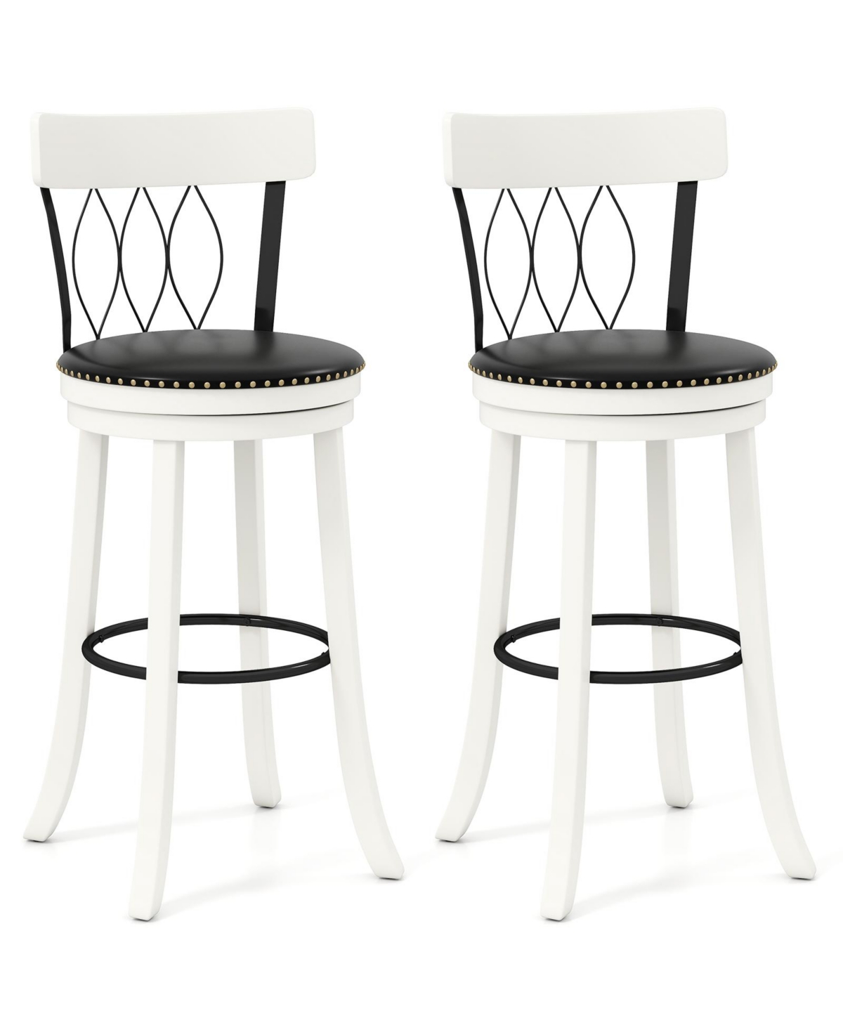 Click here for Sugift Set of 2 Swivel Bar Stools with Wood Frame... prices
