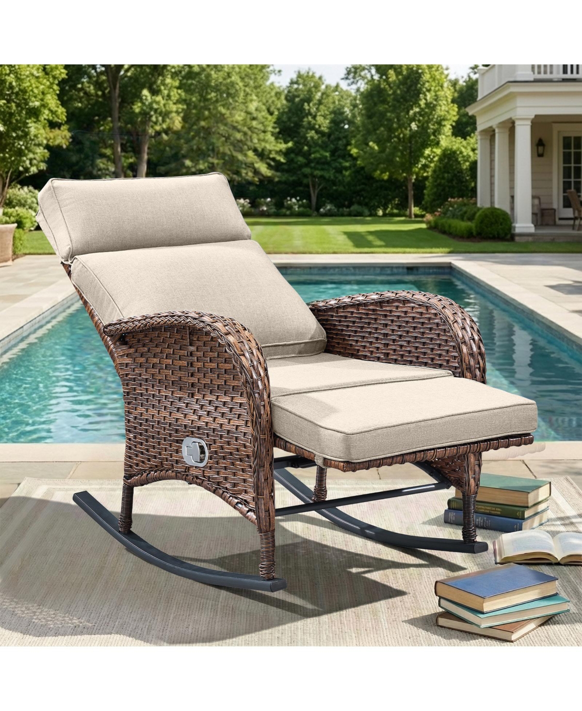 Click here for Pocassy Outdoor Wicker Rocking Recliner with Adjus... prices