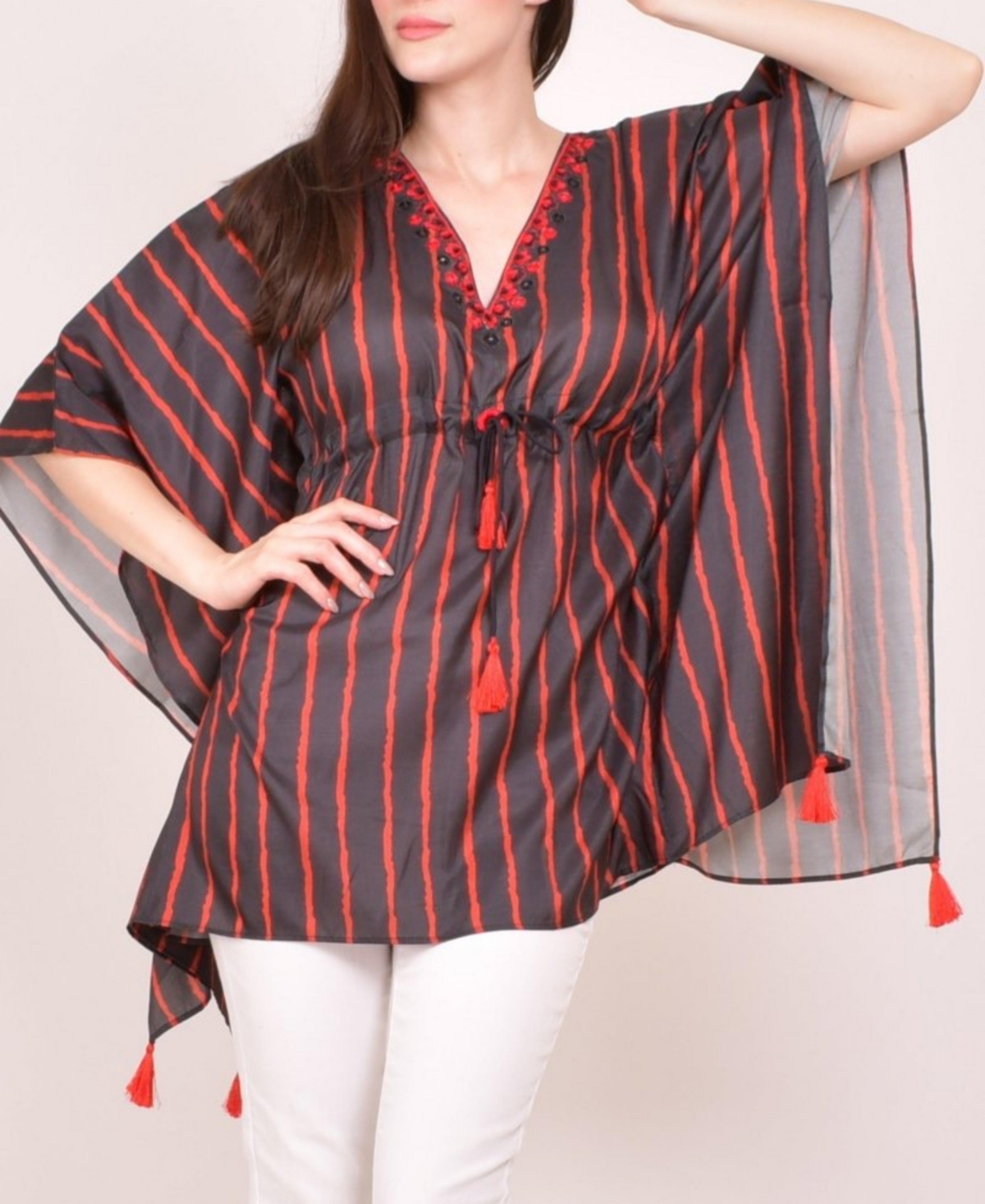 Click here for Raas Womens Stripe Floral Embroidered Boho Kaftan... prices