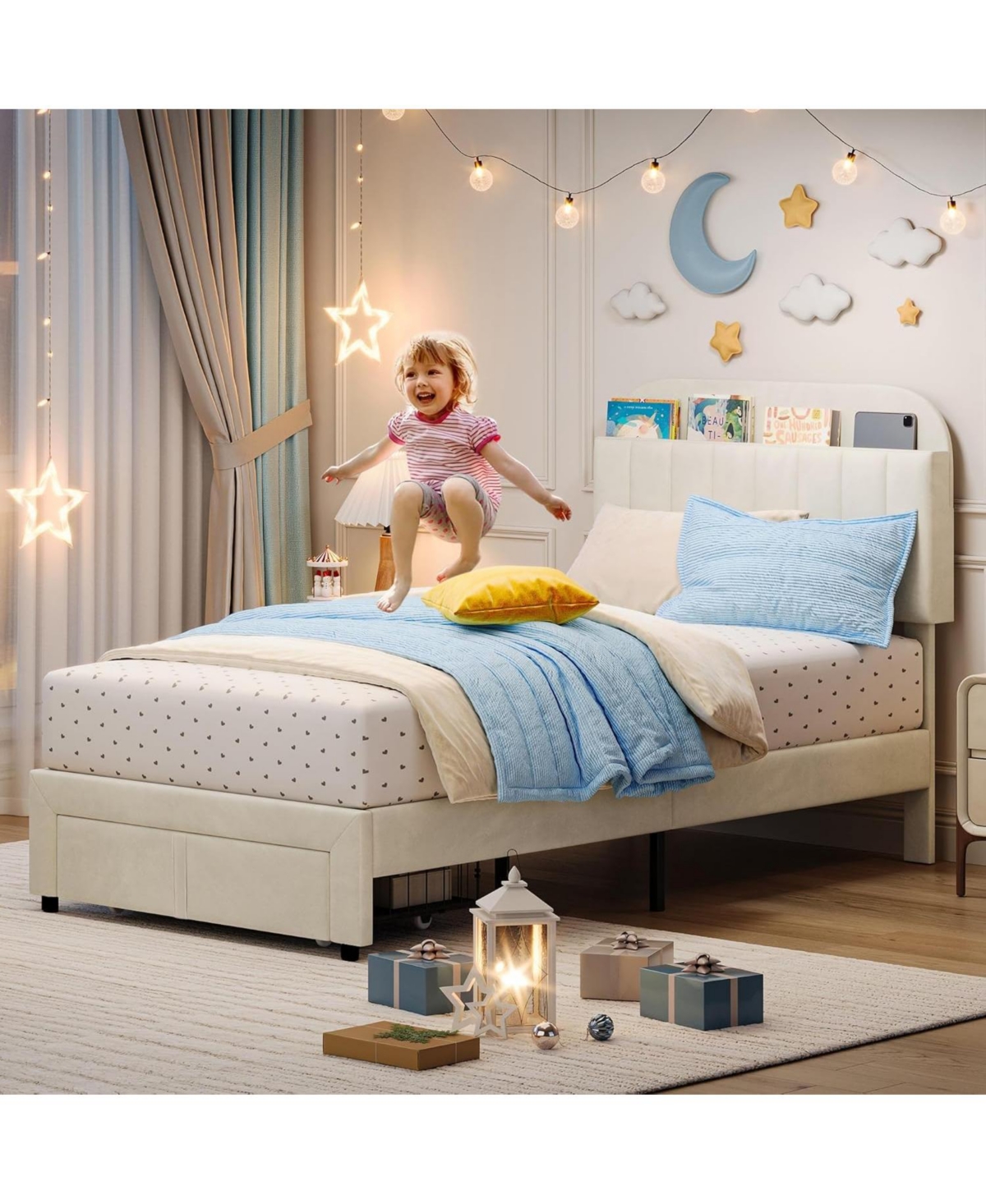 Click here for gaomon Twin Bed Frame with Drawers & Bookcase Head... prices