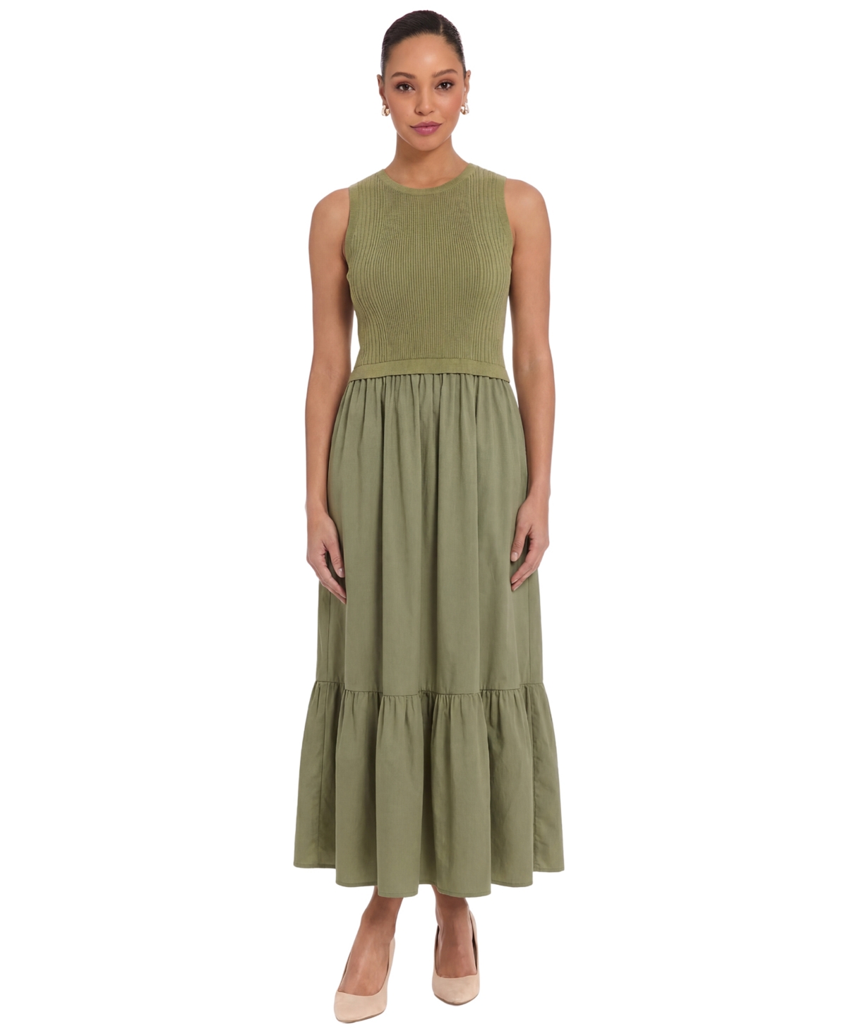 Click here for London Times Womens Crewneck Dress - Green Cora prices