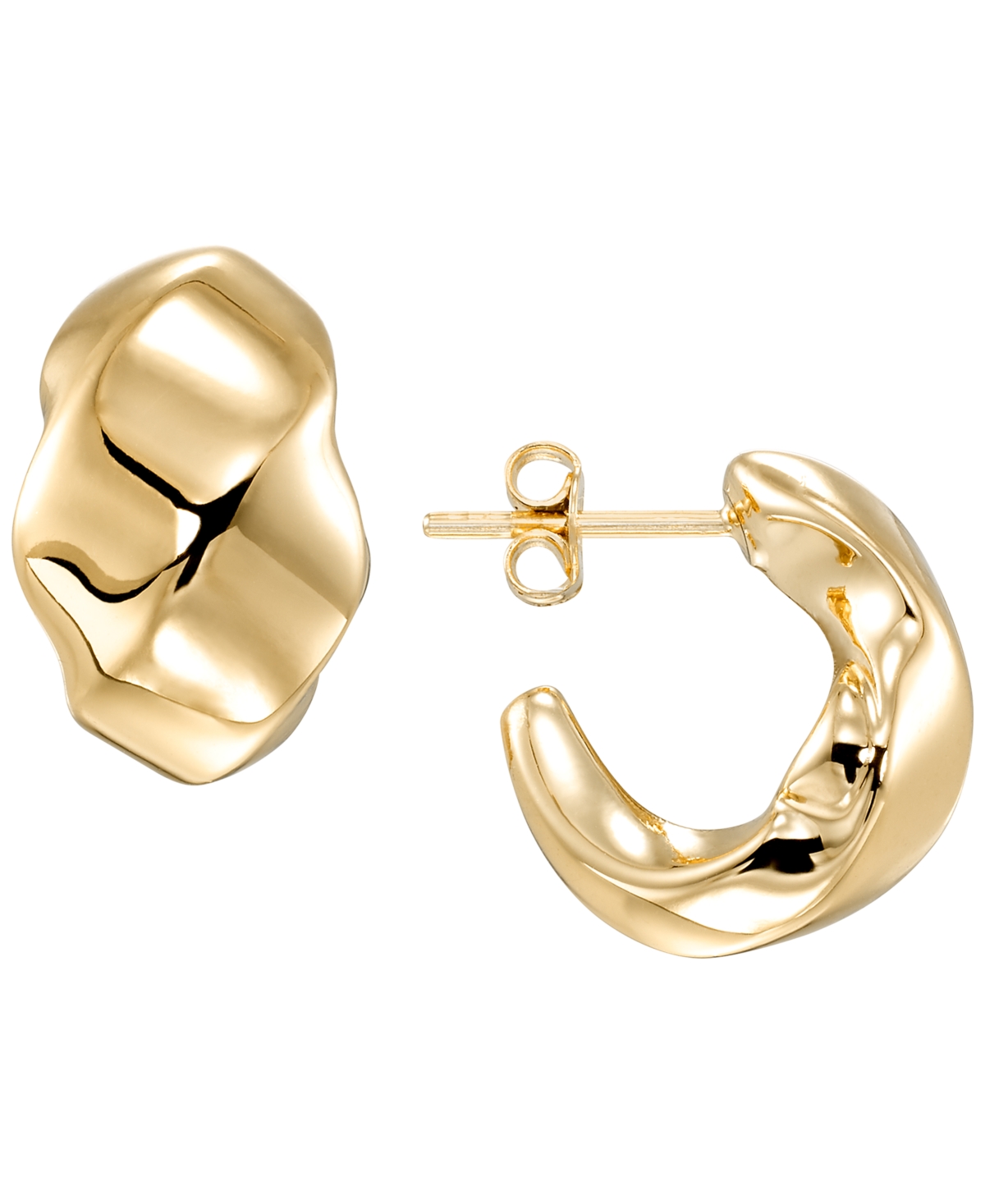 Click here for Italian Gold Texture J Hoop Earrings in 10k Yellow... prices