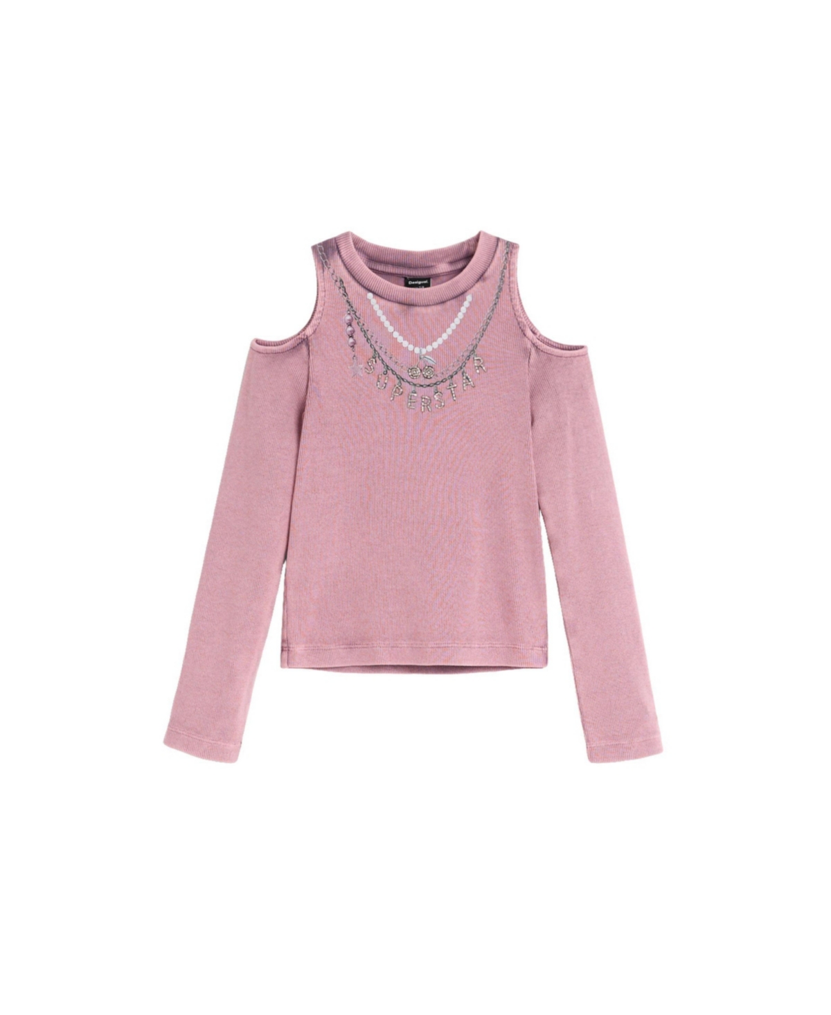 Click here for Desigual Girls Girlss Chain shoulder T-shirt - Lig... prices
