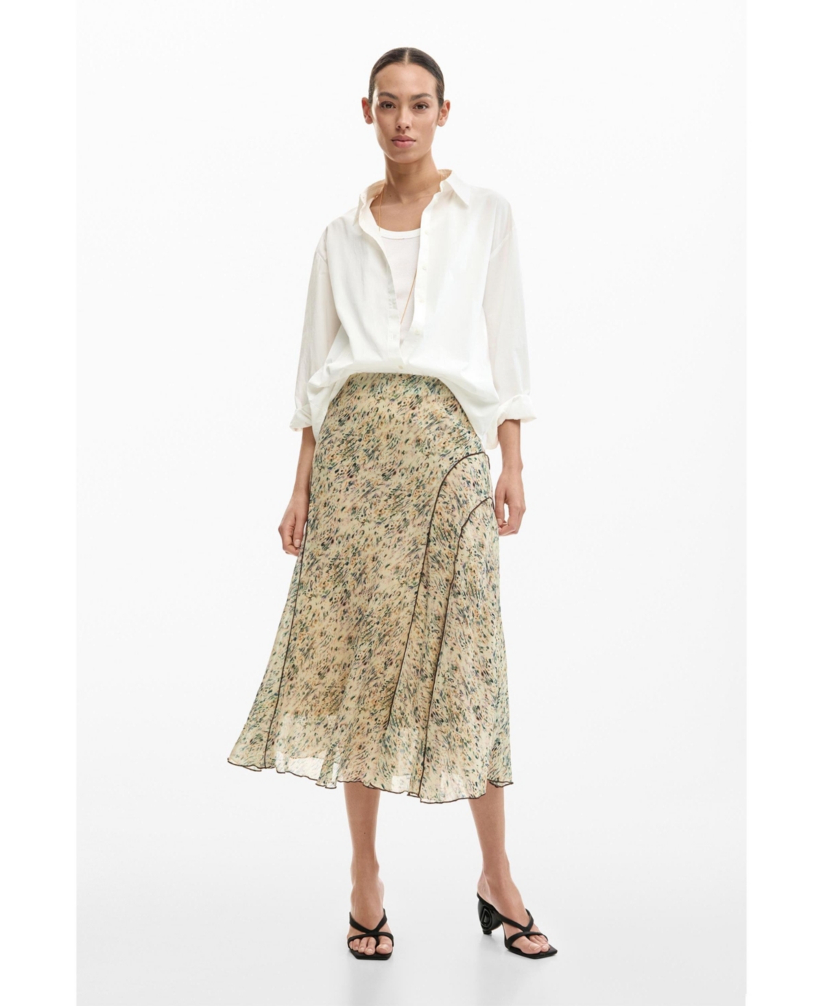Click here for Desigual Womens Wild midi skirt - Medium beige prices