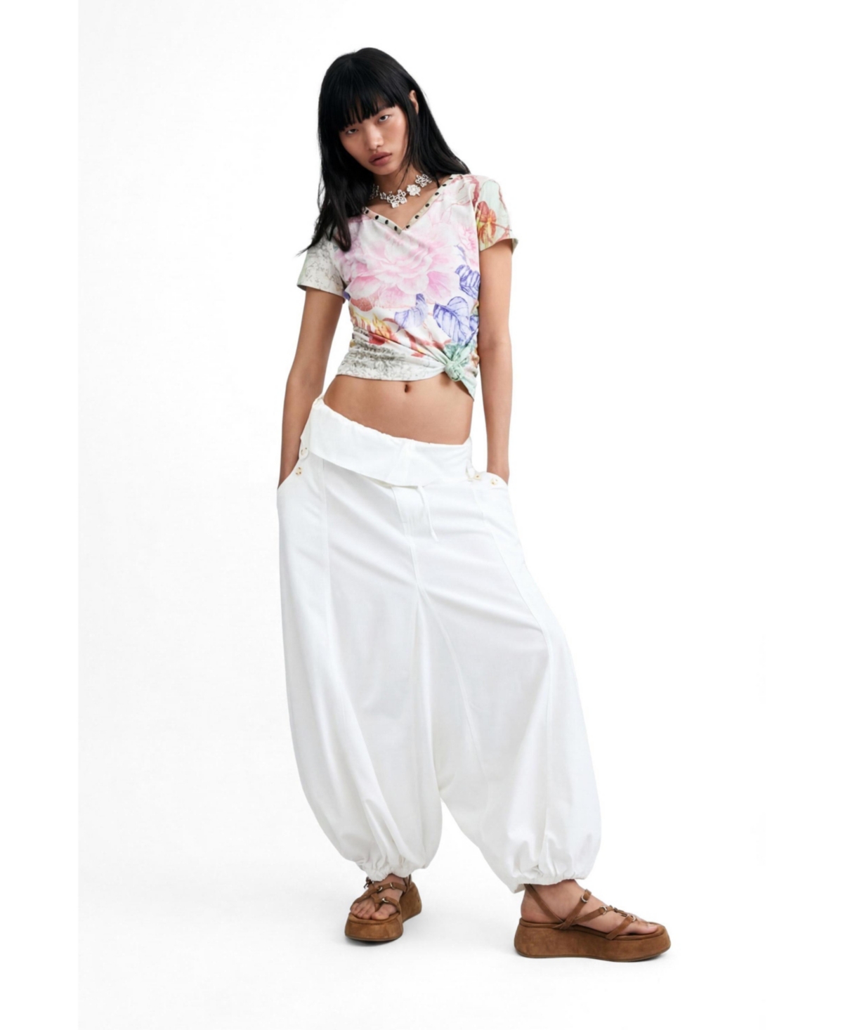 Click here for Desigual Womens Balloon trousers 100 cotton - Whit... prices