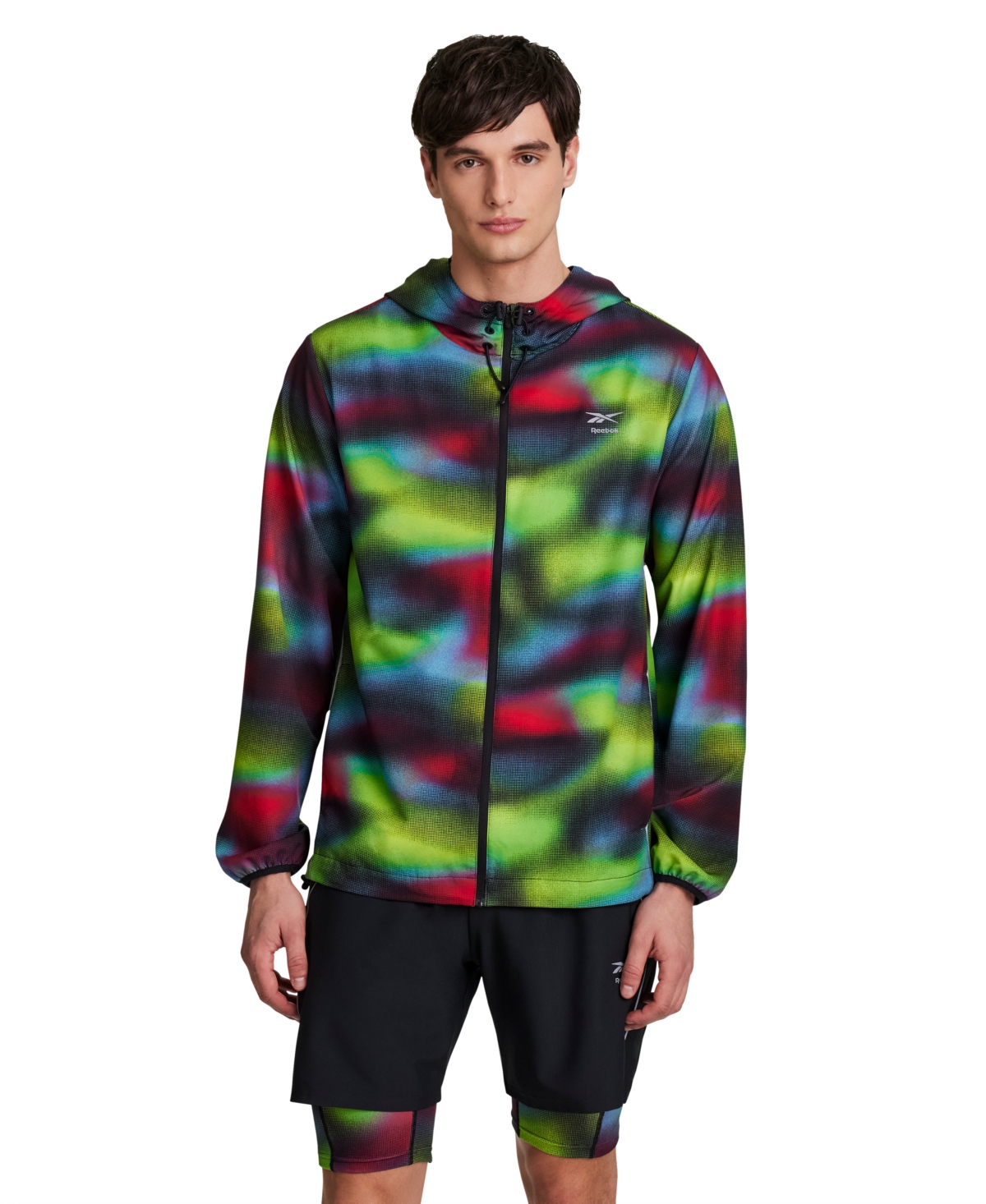 Click here for Reebok Mens Run Distort All Over Print Jacket - Gr... prices