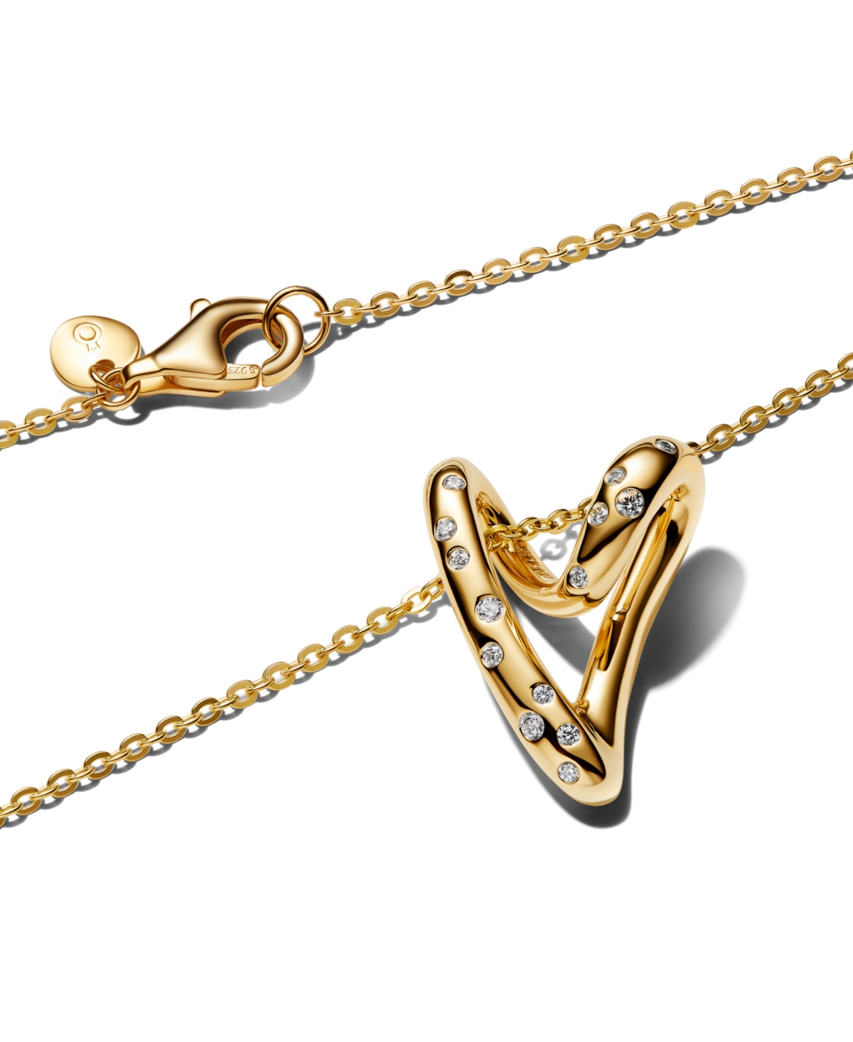 Click here for Pandora Stone-Set Heart Pendant Necklace - Gold Pl... prices