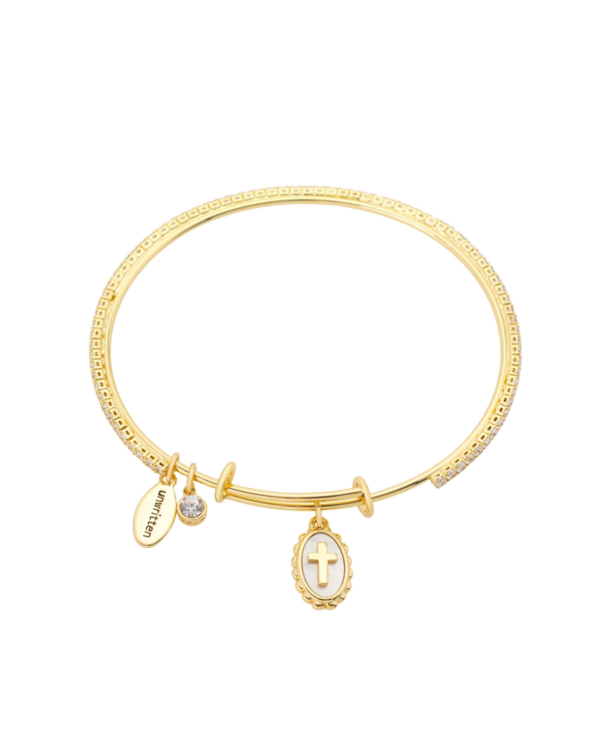 Click here for Unwritten Crystal Tennis Cross Charm Bracelet - Go... prices