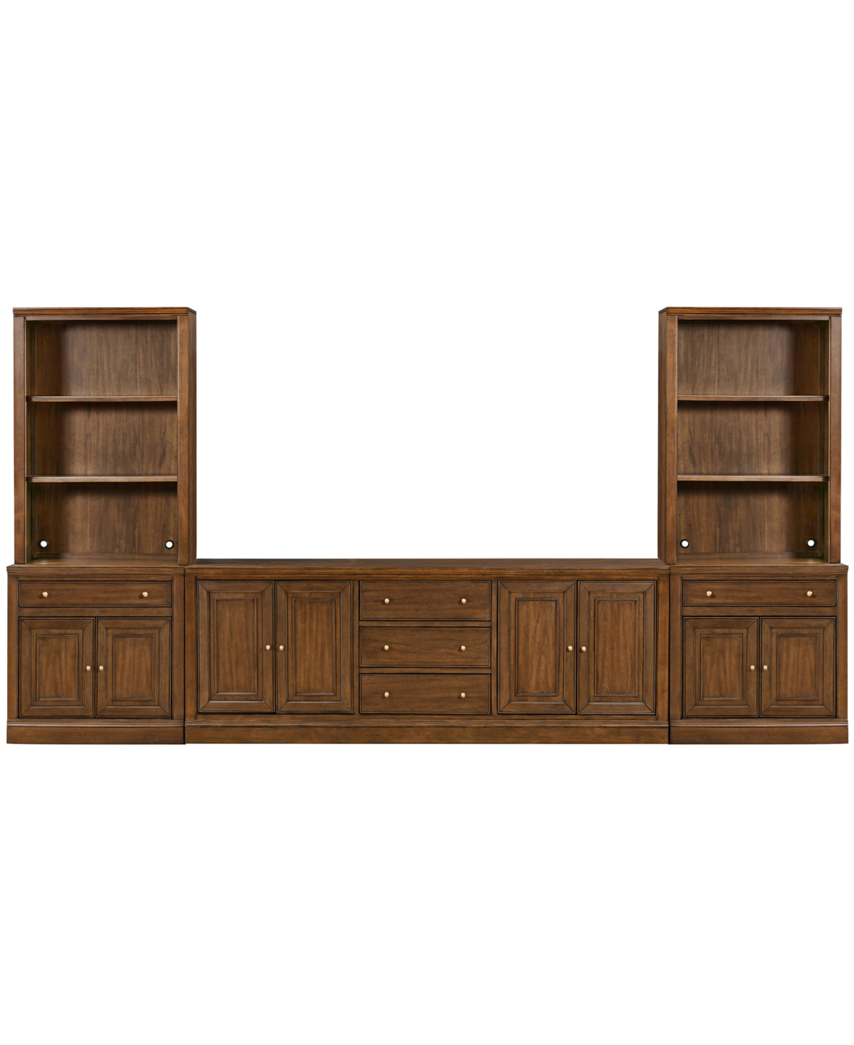 Click here for Amren 85 Wood 4 Door Console with Open Hutch - Bro... prices