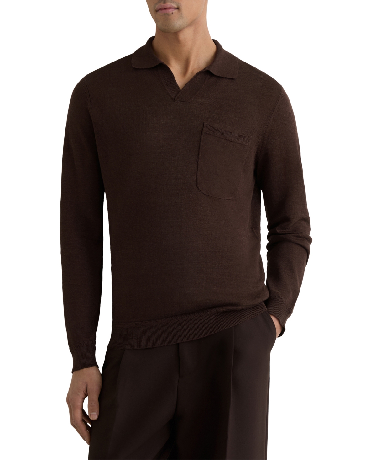 Click here for Reiss Mens Oaklands Open Collar Linen Polo Shirt -... prices