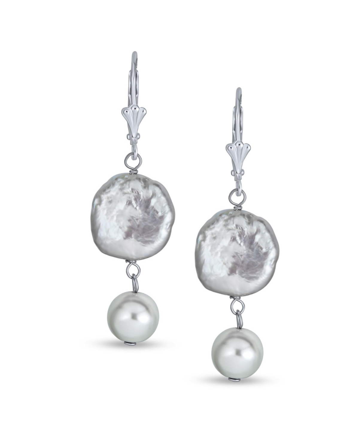 Click here for Bling Jewelry Cultured Coin Biwa Pearl Leverback D... prices