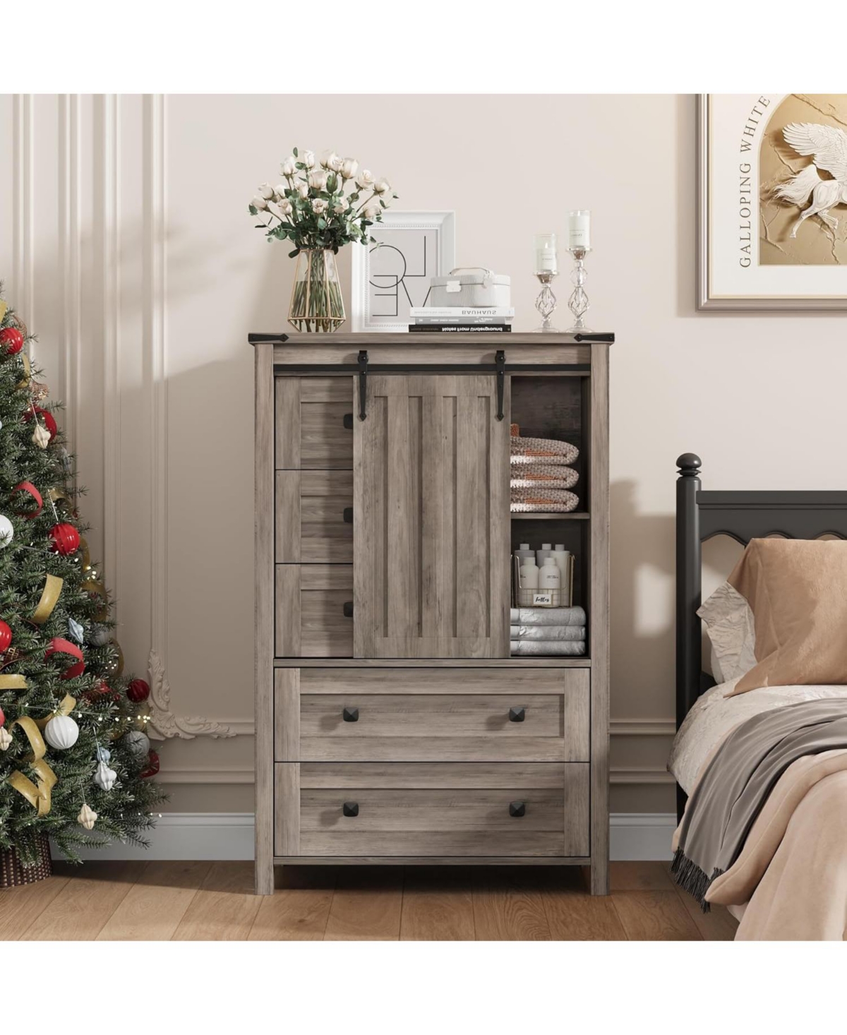 Click here for gaomon 5 Drawer Dresser  Farmhouse Wooden Chest of... prices