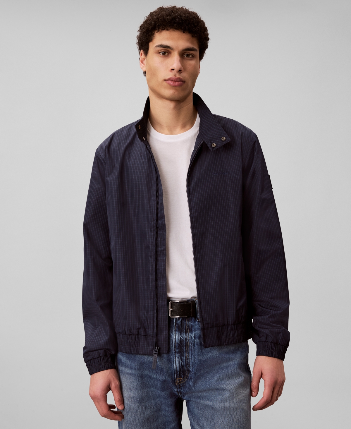 Click here for Calvin Klein Mens Nylon Grid Bomber Jacket - Dark... prices