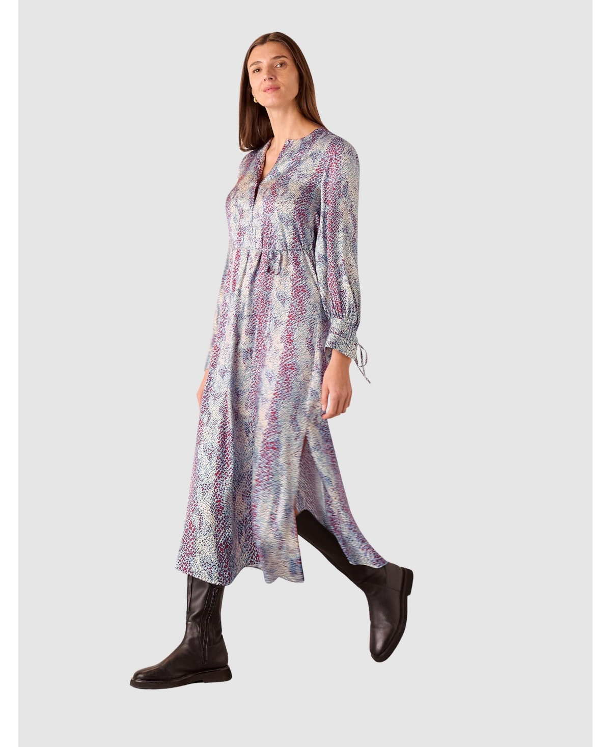 Click here for Whistles Womens Mottled Snake Print Midi Dress - M... prices