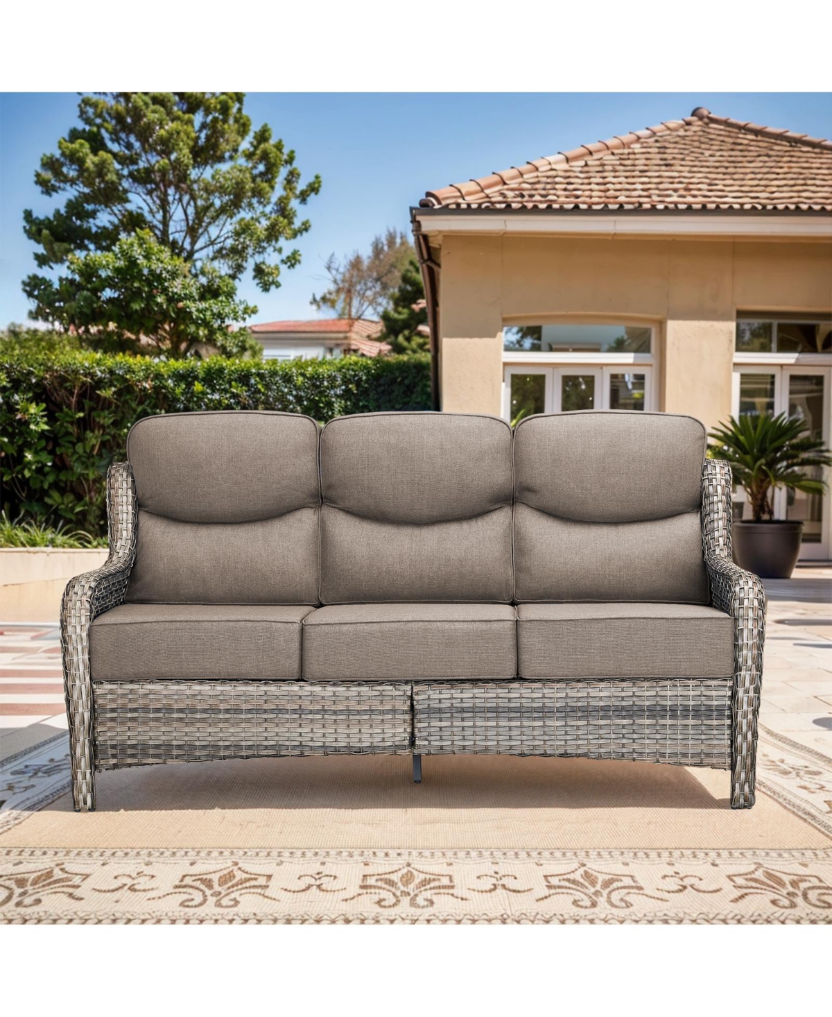 Click here for Pocassy Patio Sofa 3-Seat Wicker Couch with 6 Thic... prices