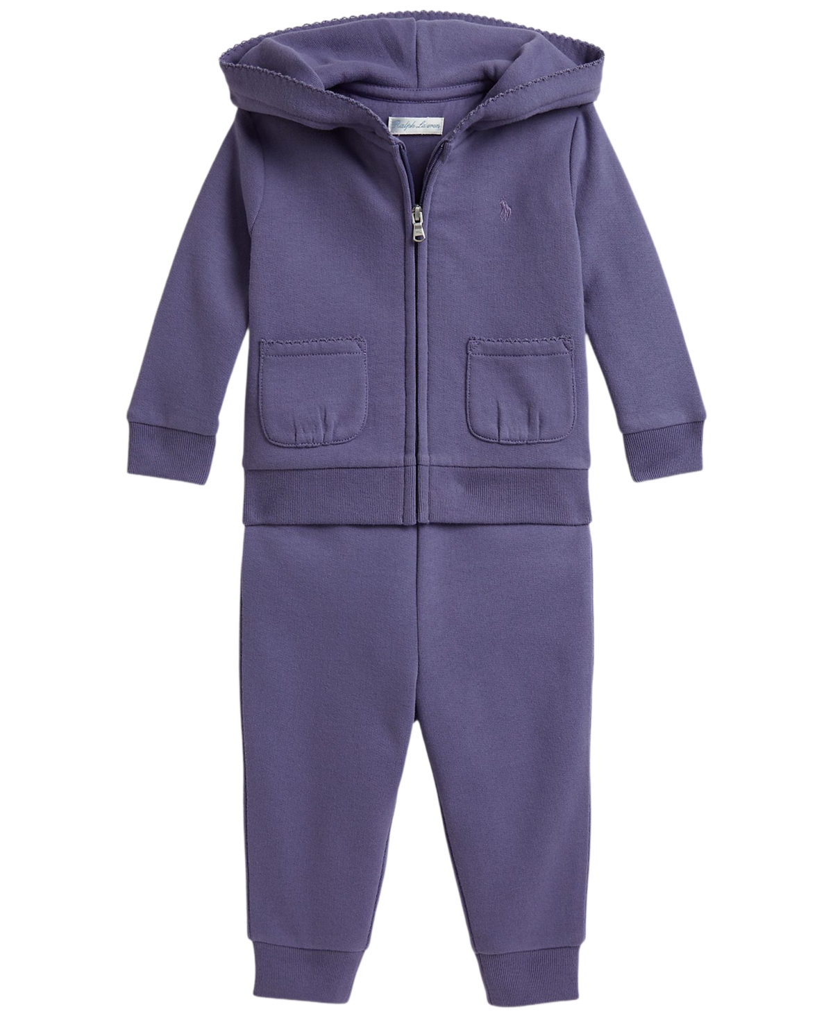 Click here for Polo Ralph Lauren Baby Girls Picot-Trim Fleece Hoo... prices