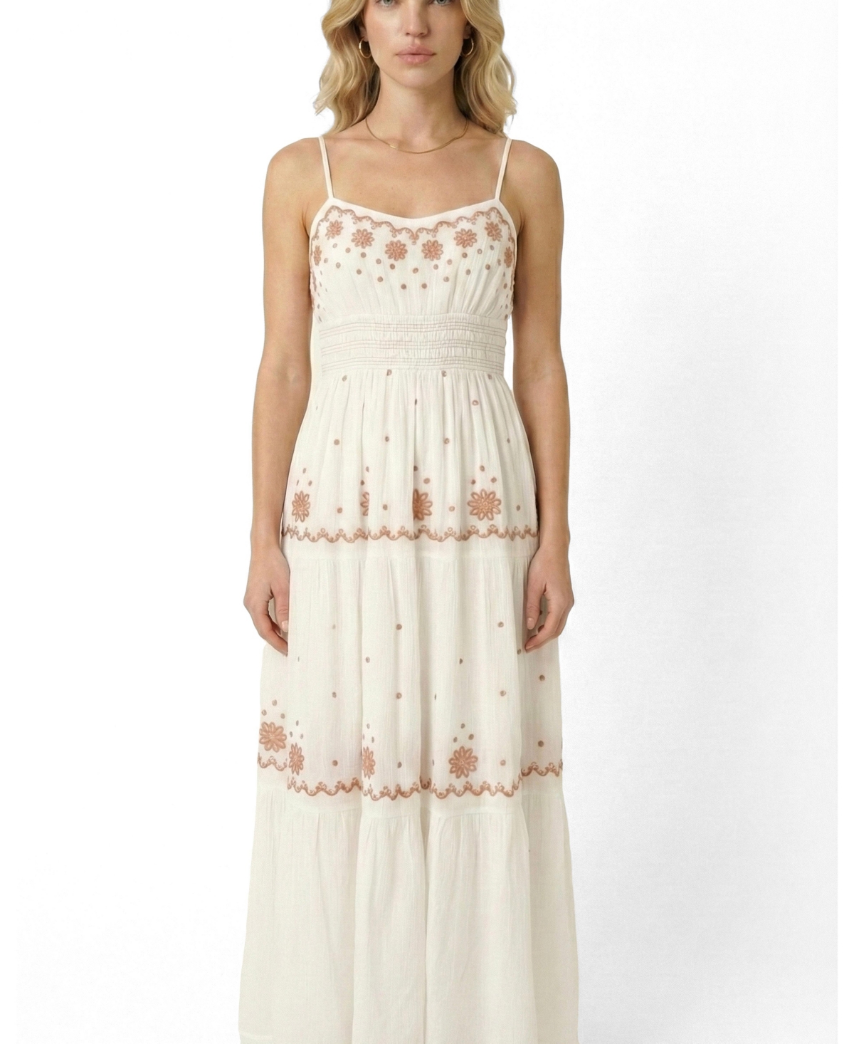 Click here for Modenaire Womens Sleeveless Embroidered Tiered Max... prices