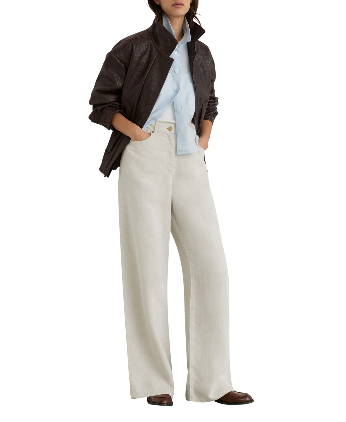 Click here for Reiss Womens Carmen Linen Blend Wide Leg Trouser P... prices