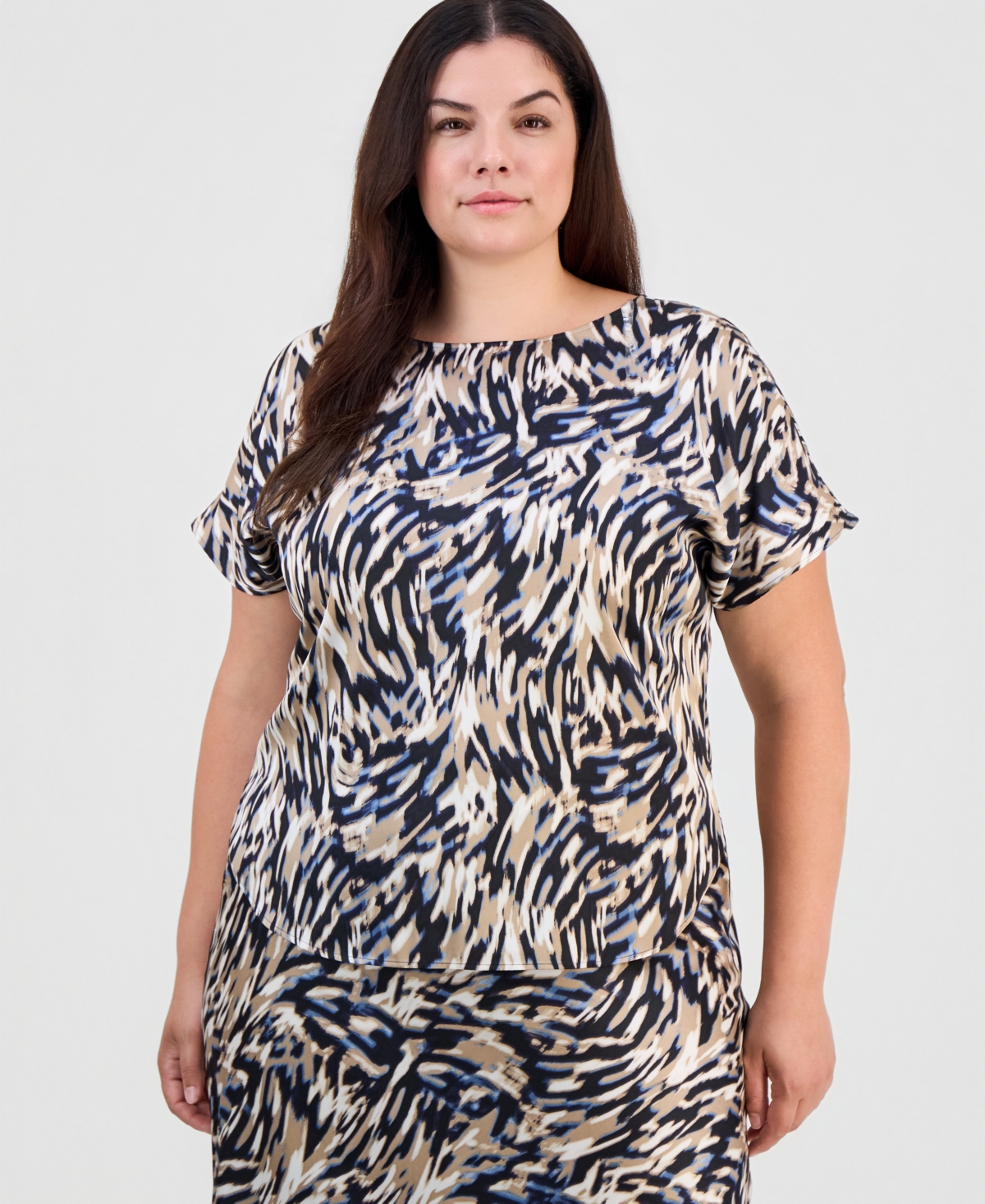 Click here for Anne Klein Plus Size Boat-Neck Short-Sleeve Top -... prices