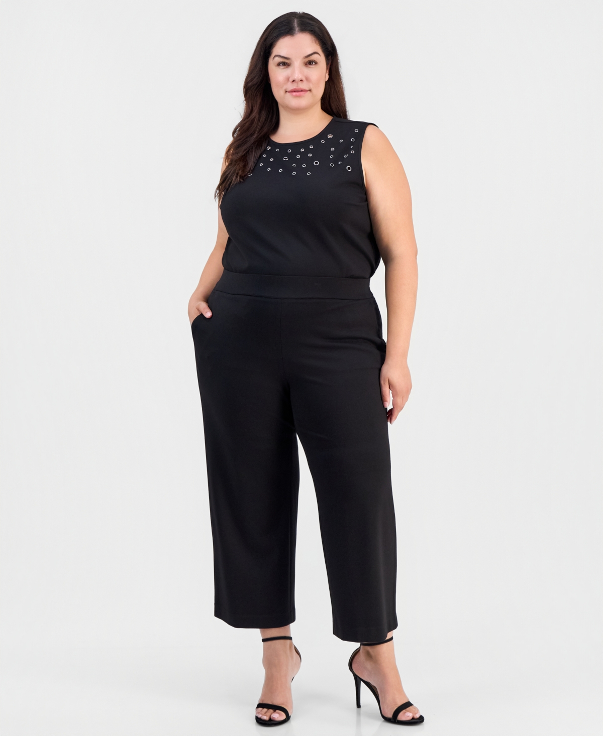 Click here for Anne Klein Plus Size Pull-On Wide-Leg Cropped Pant... prices