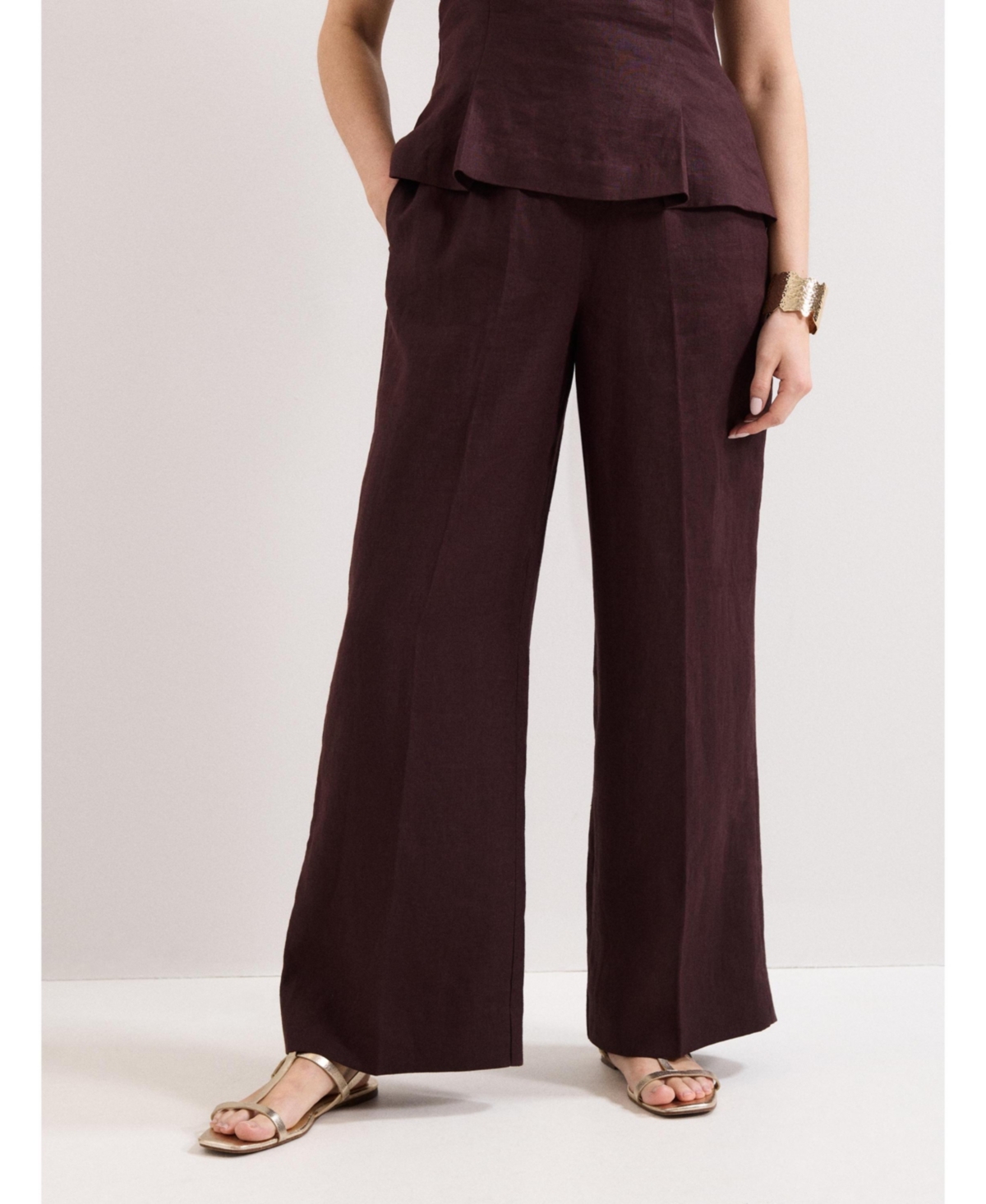 Click here for Phase Eight Womens Zoey Linen Trousers - Brown prices