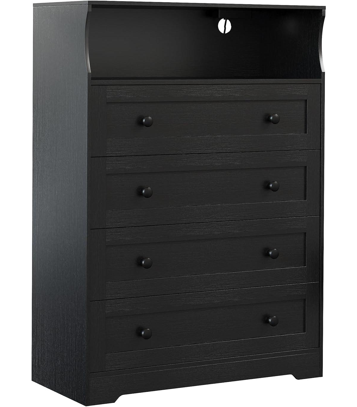 Click here for gaomon 4 Drawer Wood Nightstand with Led Lights &... prices