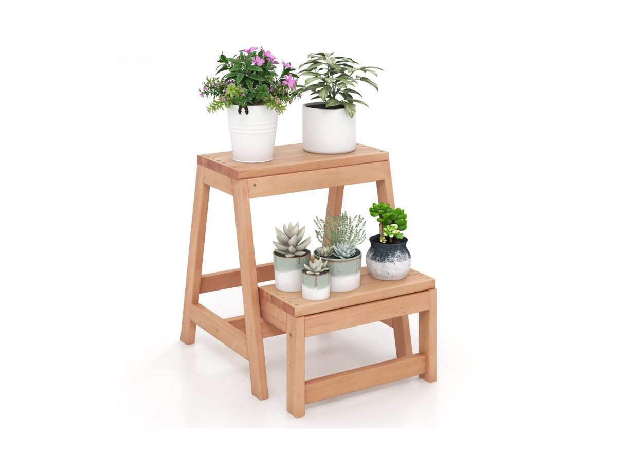 Click here for Slickblue Wooden 2-Step Folding Stool for Plants a... prices