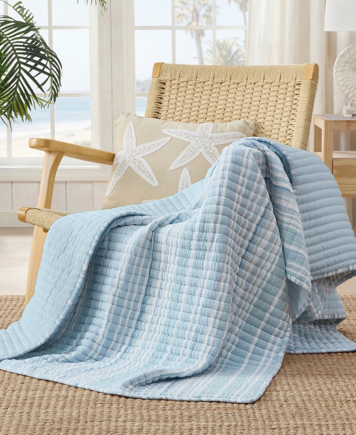 Click here for Levtex Home Boracay Stripe Muslin Textured Quilted... prices