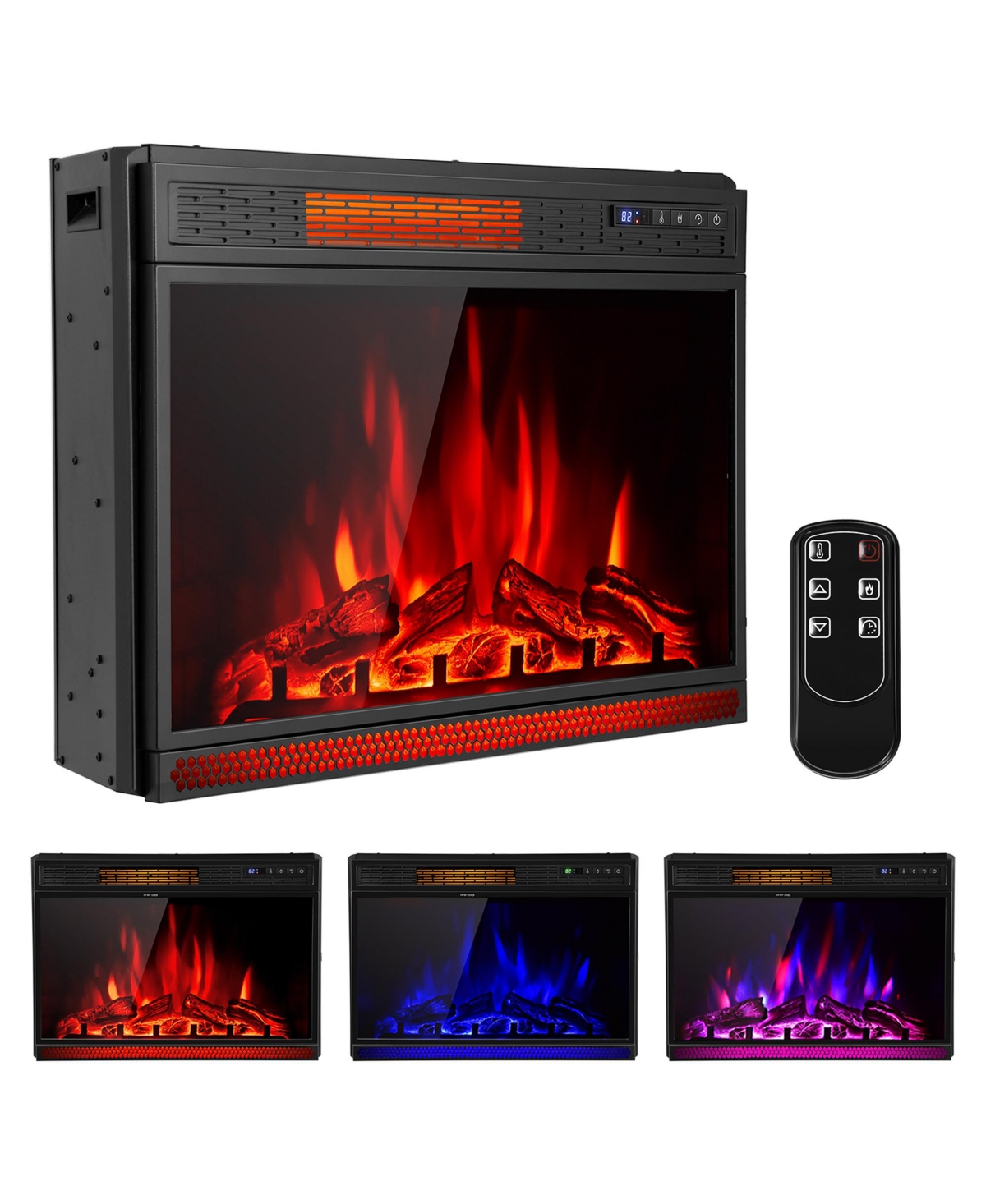 Click here for Gymax 28 Electric Fireplace Recessed 900/1350W Fir... prices