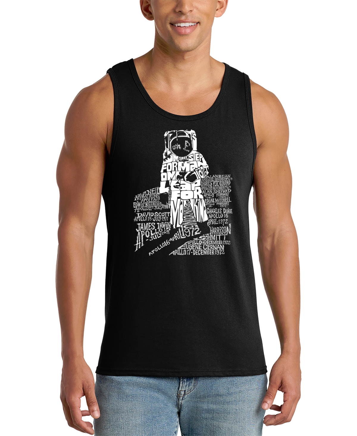 Click here for La Pop Art Mens Astronaut Graphic Tank Top - Black prices