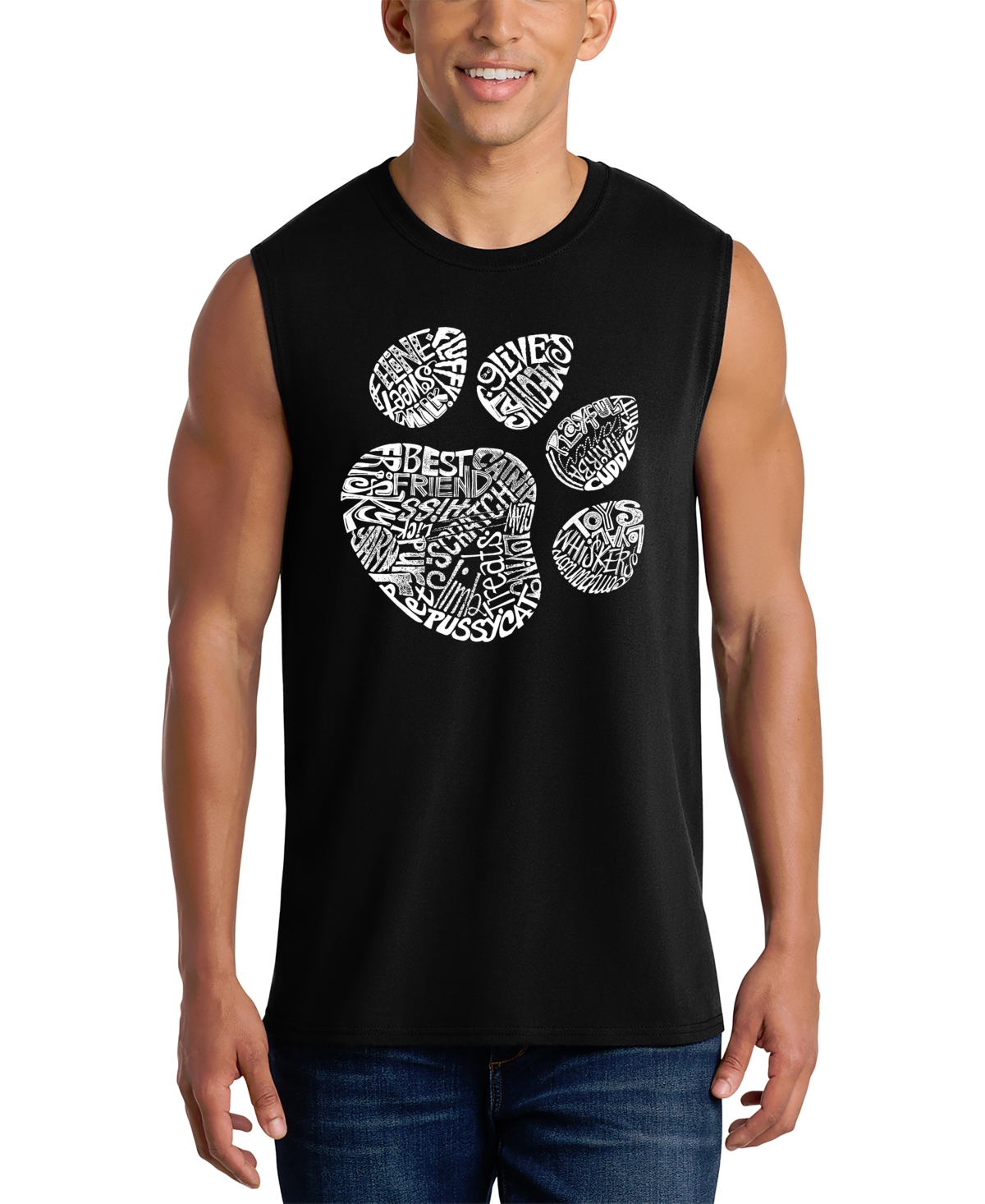 Click here for La Pop Art Mens Paw Print Typography Graphic Tank... prices