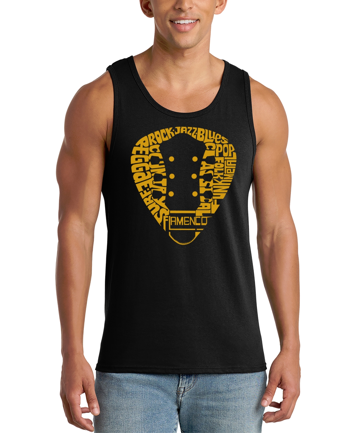 Click here for La Pop Art Mens Electric Guitar Neck Circular Word... prices