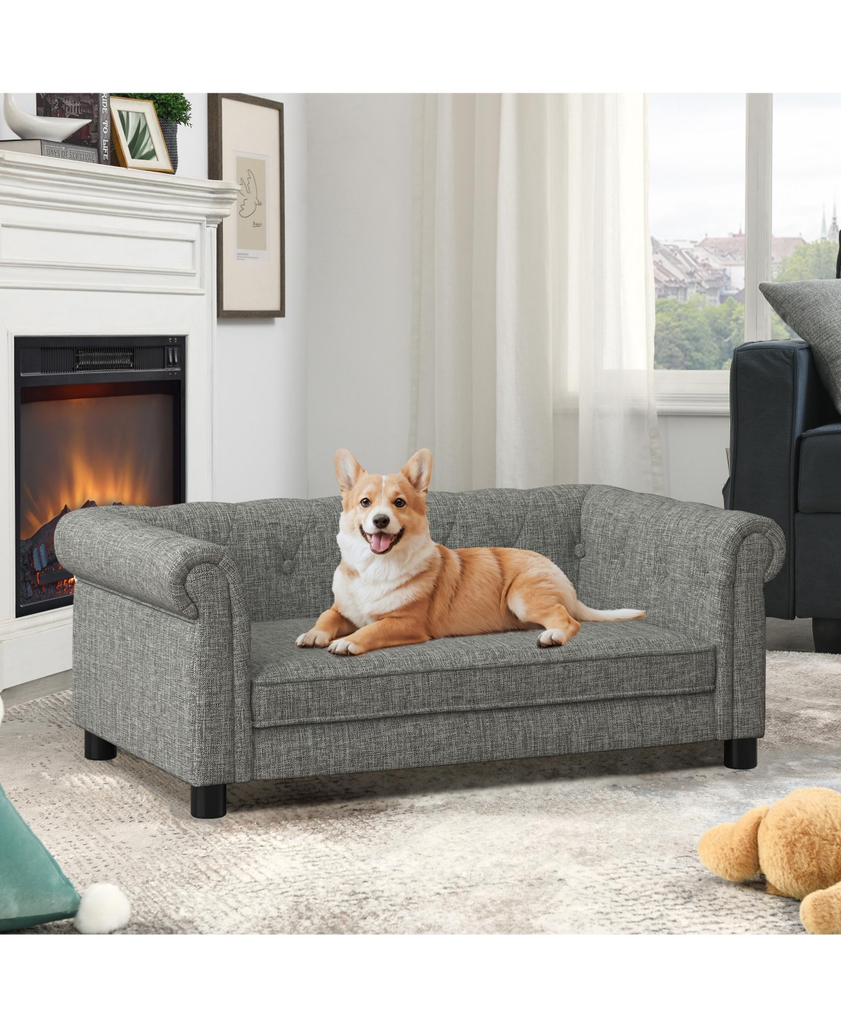 Click here for Clihome Modern Pet Sofa Linen Fabric Dog Bed for S... prices