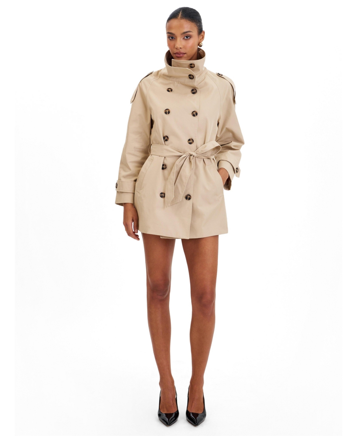 Click here for Miss Circle Womens Vanetta Tan High Collar Double-... prices