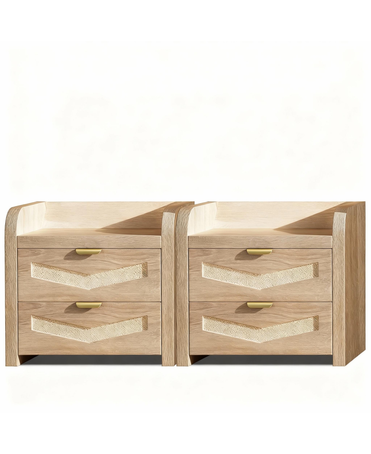 Click here for Yigii 2 Drawer Rattan Charging Ports Nightstand Se... prices