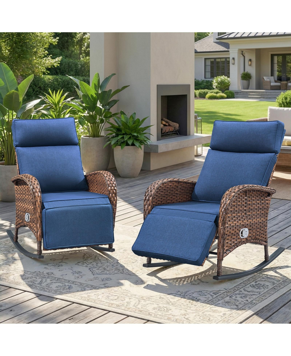 Click here for Pocassy 2 Pieces Outdoor Rocking Chair  Wicker Lou... prices