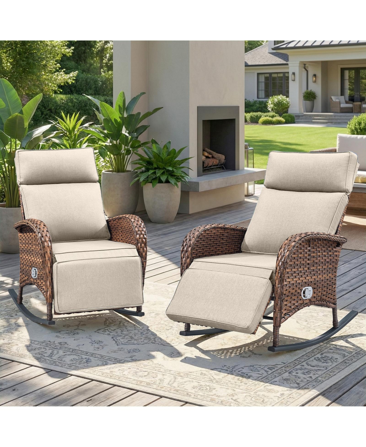 Click here for Pocassy 2 Pieces Outdoor Rocking Chair  Wicker Lou... prices