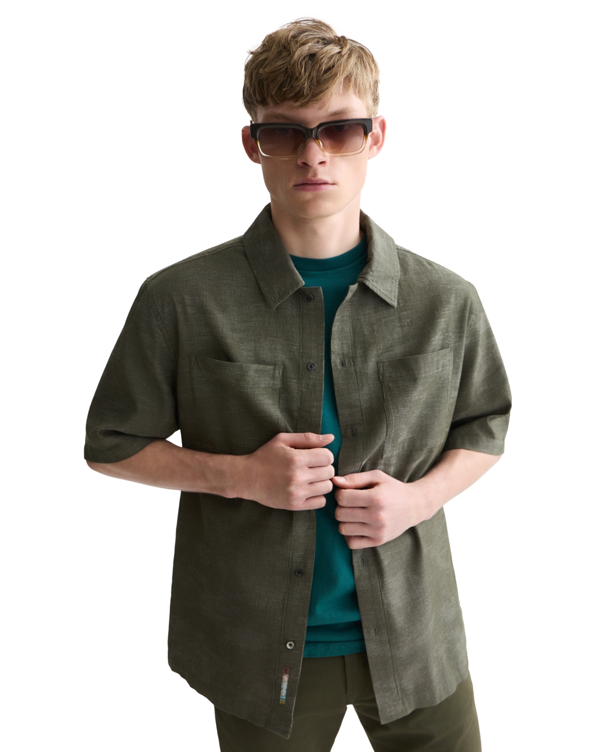 Click here for Scotch & Soda Mens Jacquard Short-Sleeve Shirt - G... prices