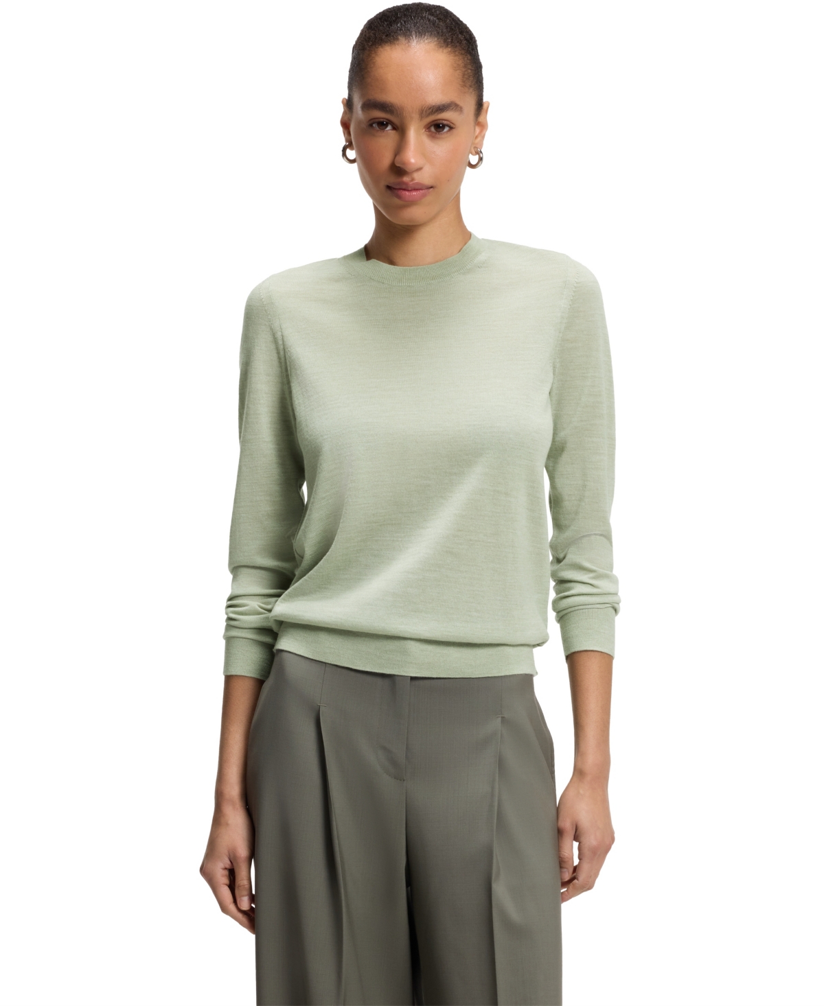Click here for Boss by Hugo Boss Womens Merino Wool Slim-Fit Swea... prices