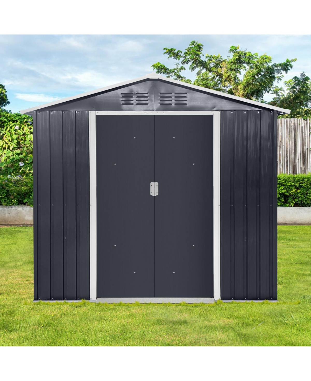 Click here for Clihome Metal Outdoor Garden Storage Shed with Win... prices
